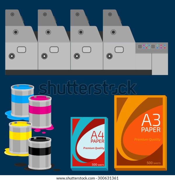 Offset Machine Color Paint Print Cyan Stock Vector (Royalty Free ...