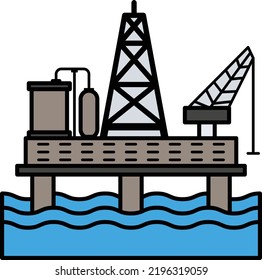 Offshore Platform Concept Petroleum Refinery Vector Stock Vector ...