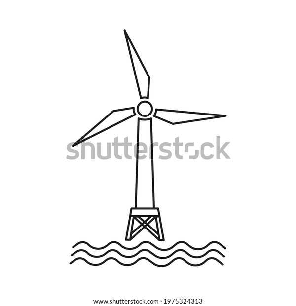 Offshore Wind Generator Icon Wind Turbine Stock Vector (Royalty Free ...