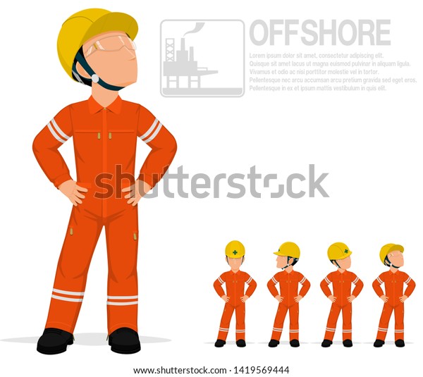 Offshore Worker Jumpsuit Posing Akimbo On Stock Vector (Royalty Free ...