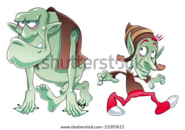 Ogre Elf Funny Cartoon Vector Characters Stock Vector (Royalty Free ...