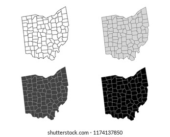 Ohio County Map Gray Black White: เวกเตอร์สต็อก (ปลอดค่าลิขสิทธิ์ ...