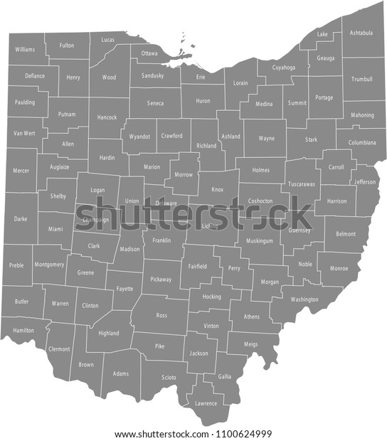 Ohio County Map Vector Outline Gray Stock Vector (Royalty Free ...