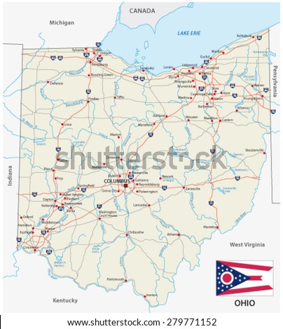 Ohio Road Map Flag Stock Vector (Royalty Free) 279771152 - Shutterstock