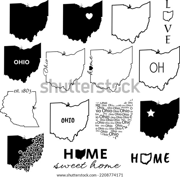 Ohio State Outline Vector Drawing Flat Stock Vector (Royalty Free ...