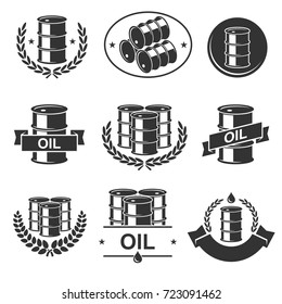 Oil Barrel Label Collection Set Vector Stock Vector (Royalty Free ...