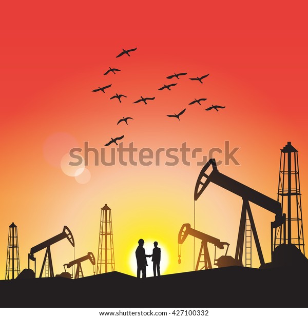 Oil Drilling Rigs Team Work Vector Stock Vector (Royalty Free) 427100332