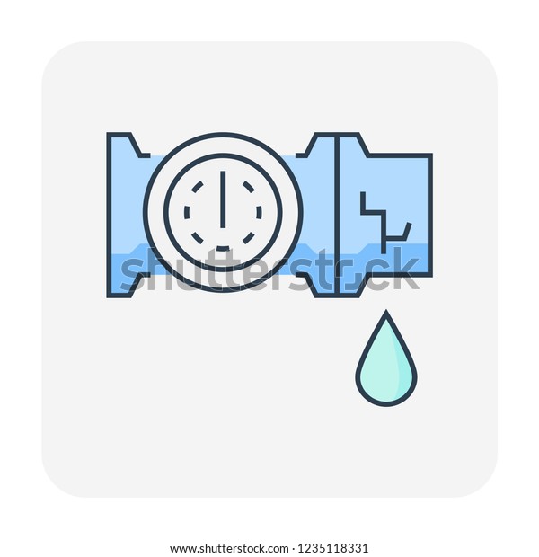 Oil or gas pipe connector damage icon. That is a problem of pipeline ...