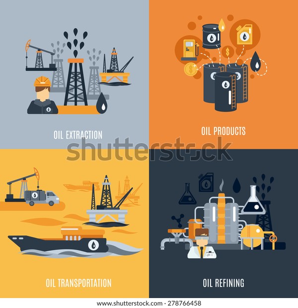 Oil Industry Design Concept Set Products Stock Vector (Royalty Free ...