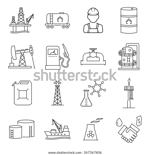 Oil Industry Gasoline Processing Symbols Icons Stock Vector (Royalty ...