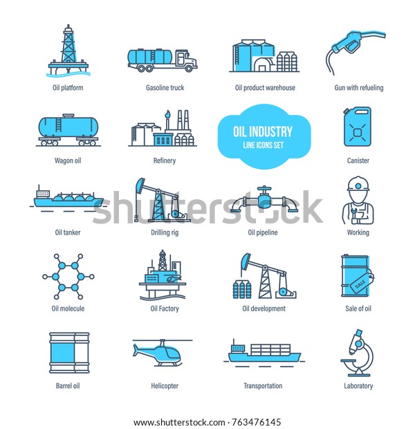 Oil Industry Thin Line Icons Pictogram Stock Vector (Royalty Free ...