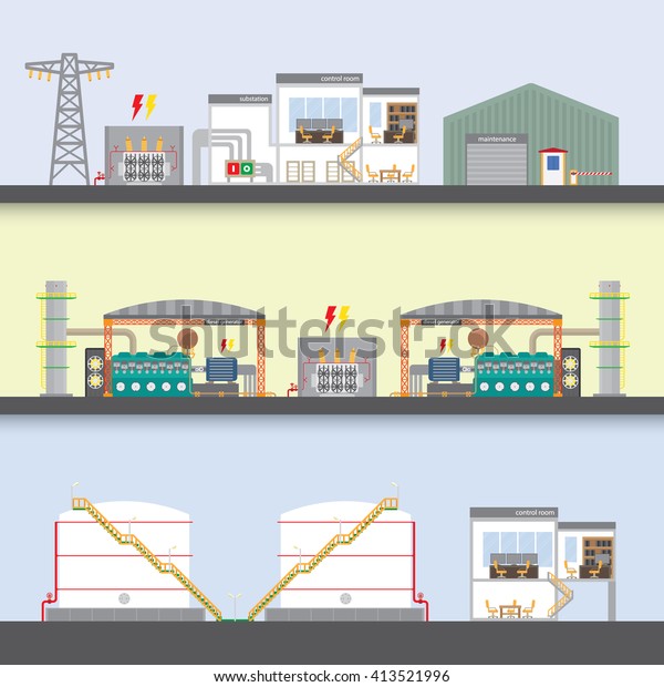 Oil Power Plant Stock Vector (Royalty Free) 413521996 | Shutterstock