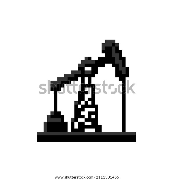 Oil Pump Jack Pixel Art Black Stock Vector (Royalty Free) 2111301455 ...