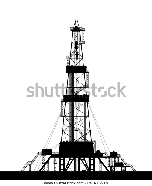 Oil Rig Silhouette Detailed Vector Illustration Stock Vector (Royalty ...
