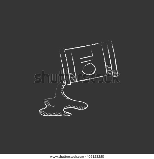 Oil Spilling Barrel Drawn Chalk Icon Stock Vector (Royalty Free ...