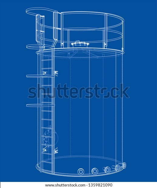 Oil Tank Outline Vector Rendering 3d Stock Vector (Royalty Free ...
