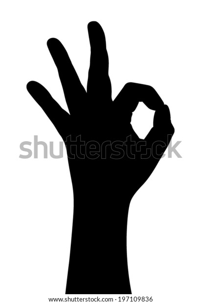Ok Gesture Hand Vector Silhouette Stock Vector (Royalty Free) 197109836