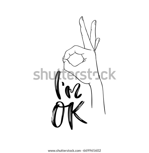 Ok Hand Lettering Handmade Calligraphy Typography Stock Vector (Royalty ...