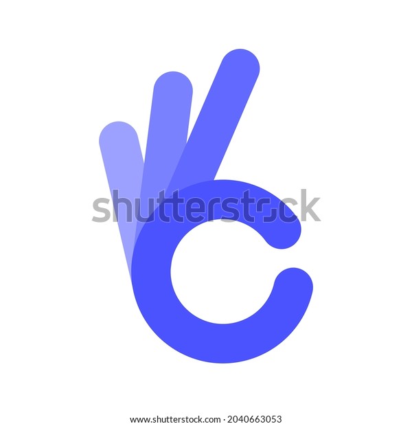Ok Hand Sign Vector Finger Logo Stock Vector (Royalty Free) 2040663053