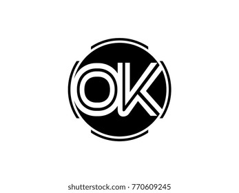 Ok Letter Logo Round Black Stock Vector (Royalty Free) 770609245 ...