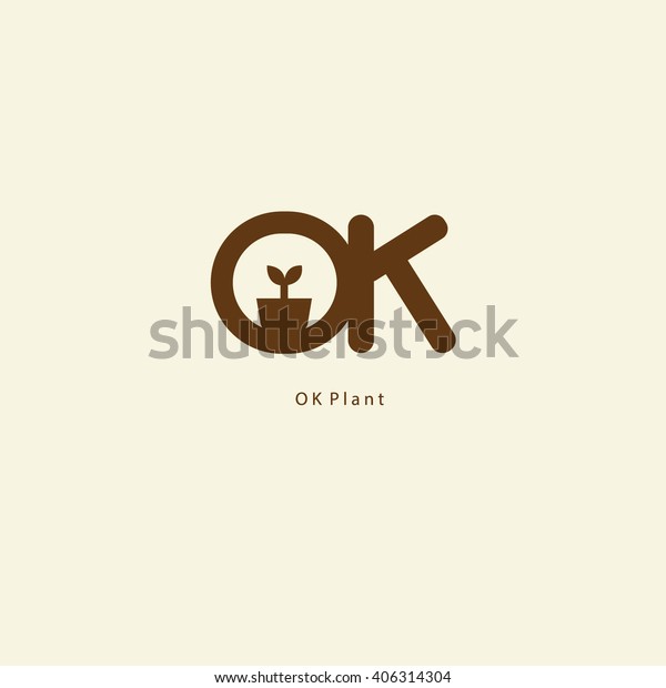 Ok Letter Plant Pot Vector Stock Vector (Royalty Free) 406314304