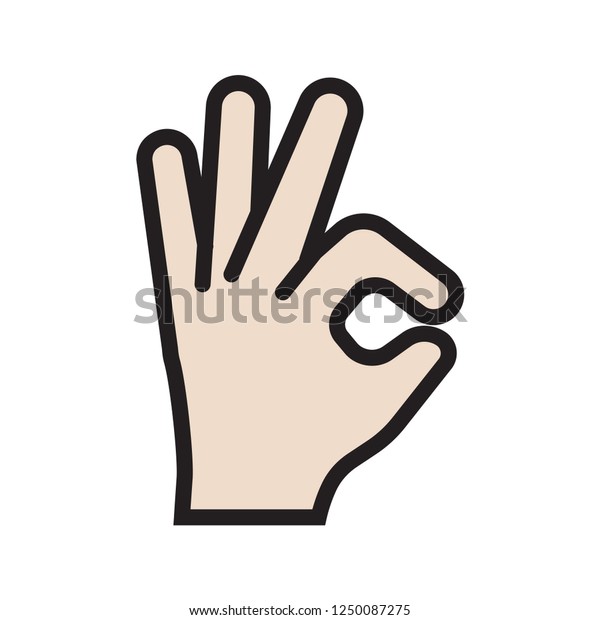 Ok Okay Hand Icon Simple Flat Stock Vector (Royalty Free) 1250087275