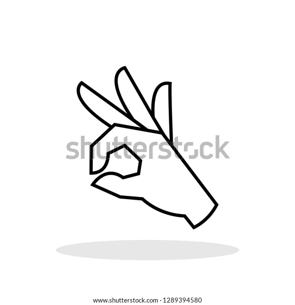Ok Sign Icon Flat Style Finger 스톡 벡터(로열티 프리) 1289394580