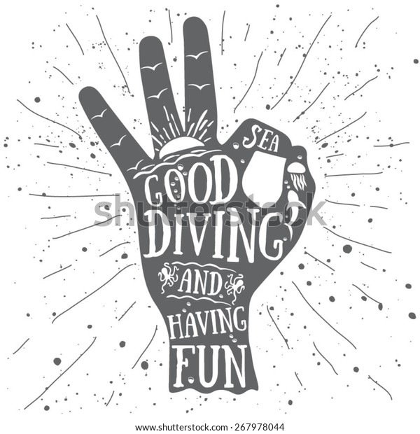 Ok Sign Premium Vector Graphic Scuba Stock Vector (Royalty Free) 267978044