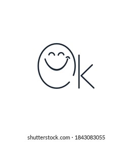 Ok Smile Vector Linear Icon Isolated Stock Vector (Royalty Free ...