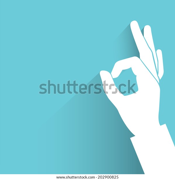 Okay Hand Sign Blue Shadow Flat Stock Vector (Royalty Free) 202900825 ...