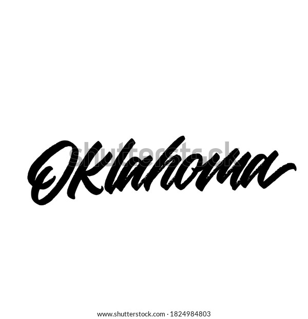Oklahoma Handwritten Modern Calligraphy Typography Design 库存矢量图（免版税 ...