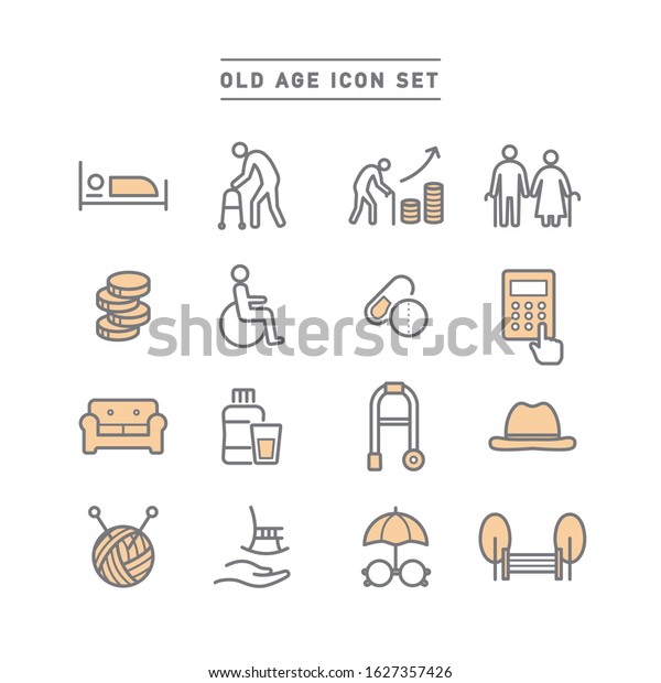 Old Age Line Icon Set Stock Vector (Royalty Free) 1627357426 | Shutterstock