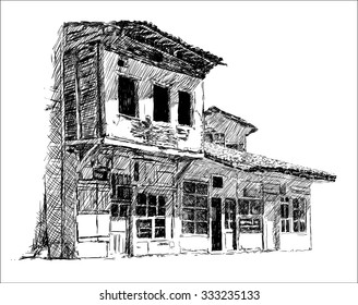 Old Bazaar Old Town Sketch Stock Vector (Royalty Free) 333235133 ...