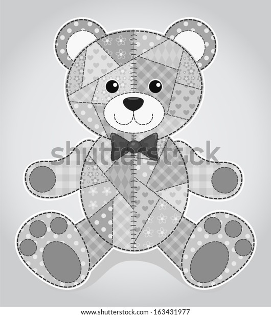 Old Bear Toy Vector Children Patchwork Stock Vector (Royalty Free ...