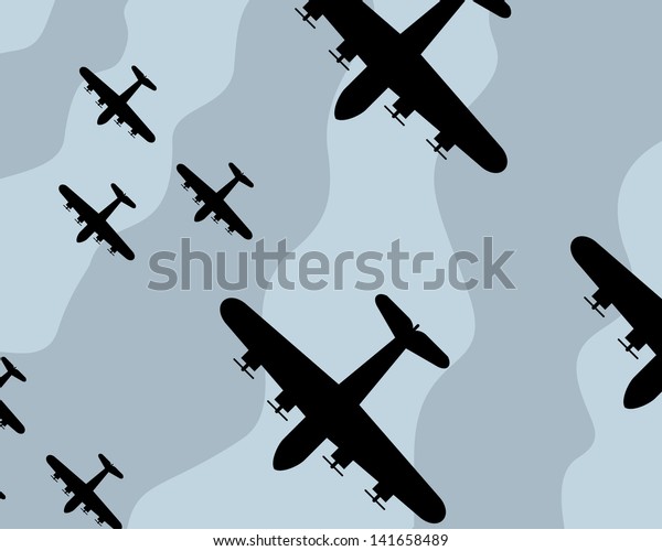 Old Bombers Formation Stock Vector (Royalty Free) 141658489 | Shutterstock