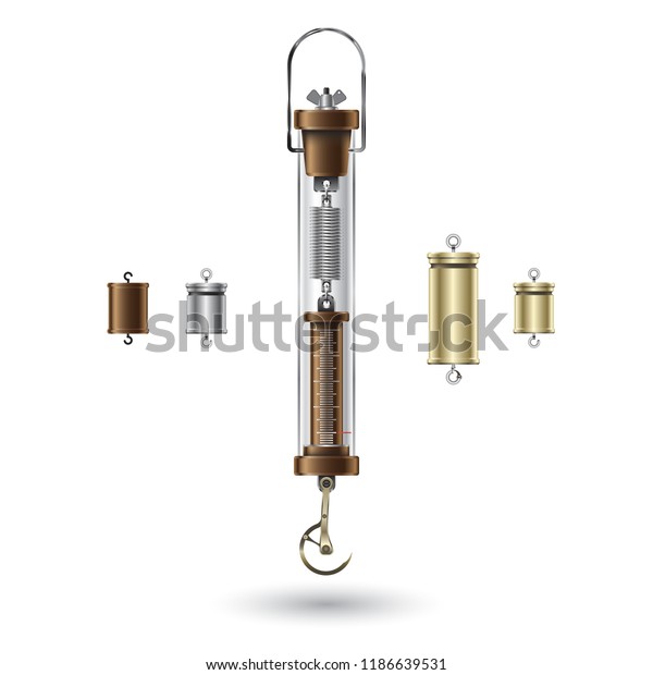 Old Bronze Cylindrical Spring Dynamometer Set: เวกเตอร์สต็อก (ปลอดค่า ...