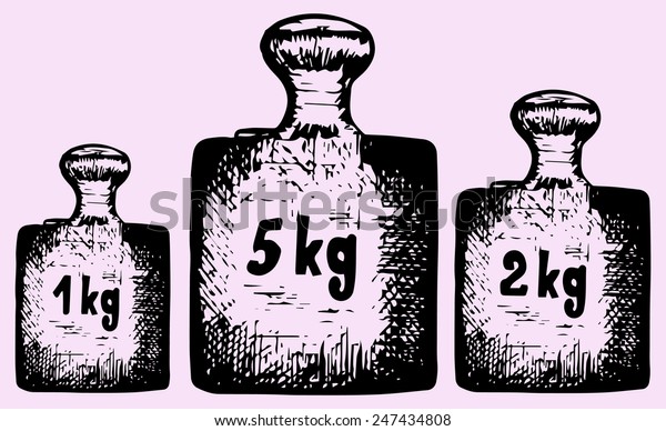 Old Calibration Weights Doodle Style Hand Stock Vector (Royalty Free ...