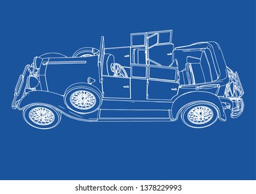 Old Car Drawing Vector Stock Vector (Royalty Free) 1378230026 ...