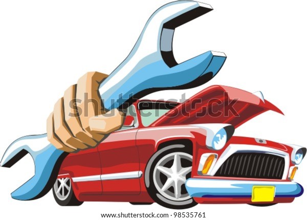 Old Cartoon Car Keep Wrench Hand 스톡 벡터(로열티 프리) 98535761 | Shutterstock