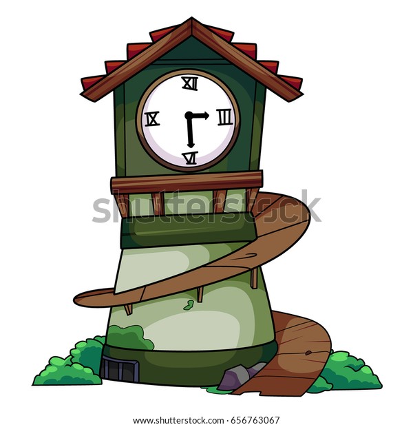 Old Cartoon Green Clock Tower Spin Stock Vector (Royalty Free) 656763067