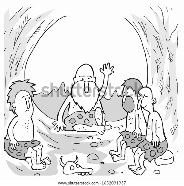Old Caveman Talks Young Cartoon Stock Vector (Royalty Free) 1652091937 ...