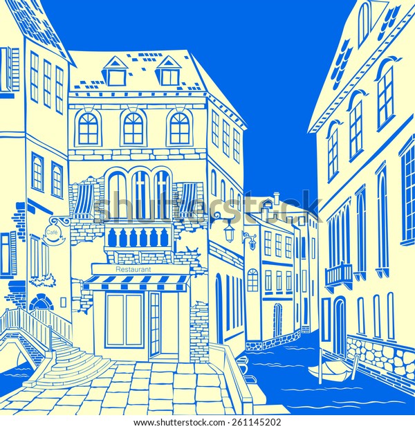 Old City Street Vector Illustration Stock Vector (Royalty Free ...
