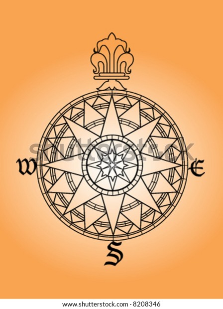 Old Classic Compass Rose Illustration Stock Vector Royalty Free 8208346
