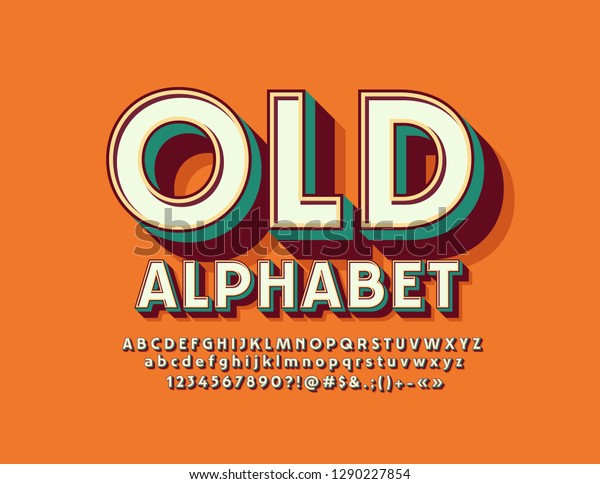 Old Classic Font Vector Retro Style Stock Vector (Royalty Free) 1290227854