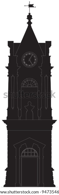 Old Clock Tower Silhouette Stock Vector (Royalty Free) 94735468 ...