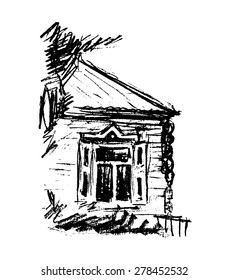 Old Cottage Vector Illustration Your Design Stock Vector (Royalty Free ...