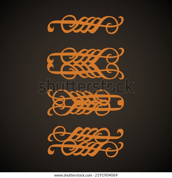 Old cute romantic book ribbon bow swirly tag swoosh element set ...