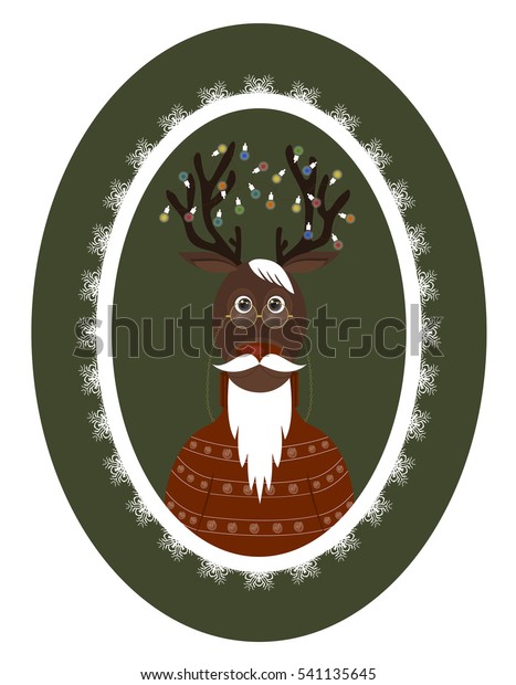 Old Deer Beard Mustache Glasses Garlands Stock Vector (Royalty Free ...