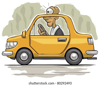 Old Driver Yellow Car Stock Vector (Royalty Free) 80292493