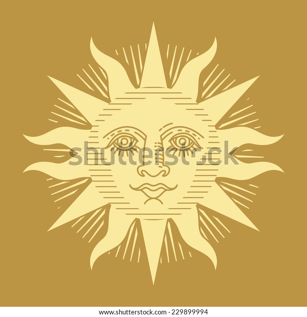 Old Engraving Sign Sun Historic Icon Stock Vector (Royalty Free ...